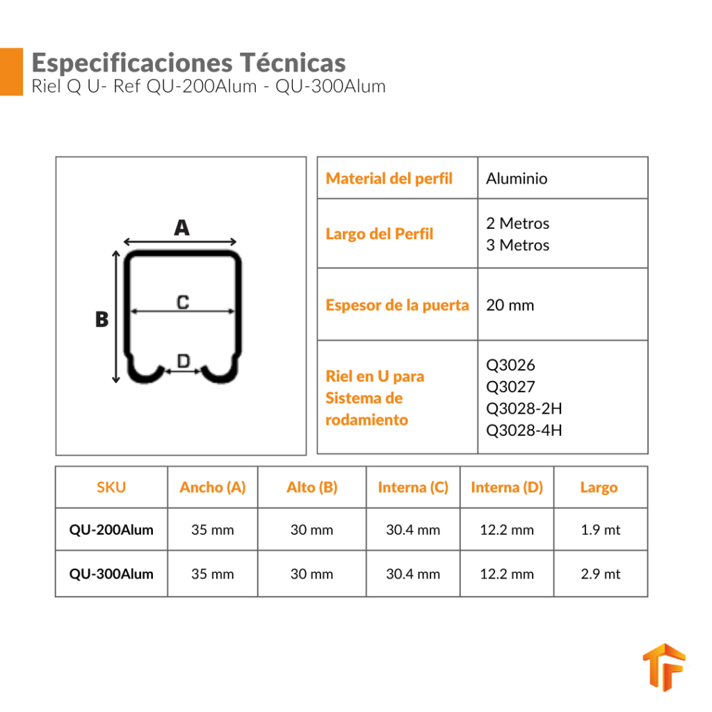 Riel en U QUALITA Superior – Tecnifacil SAS